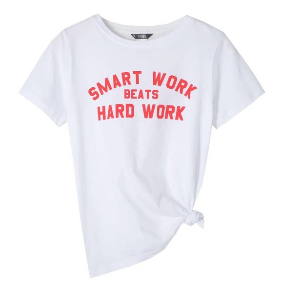 TRUCE | Shirts & Tops | Truce White Short Sleeve Tshirt Smart Work Hard ...